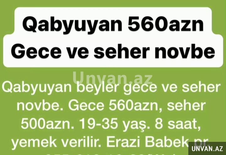 Qab yuyan, gece ve gündüz smeni Bakida - Unvan.Az